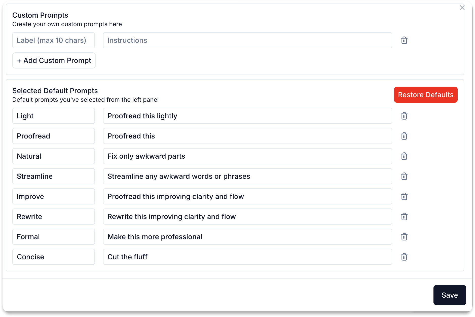 How to Restore Default Prompts | editGPT